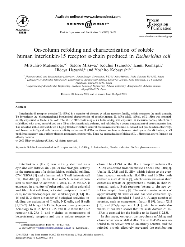 (PDF) On-column refolding and characterization of soluble human ...