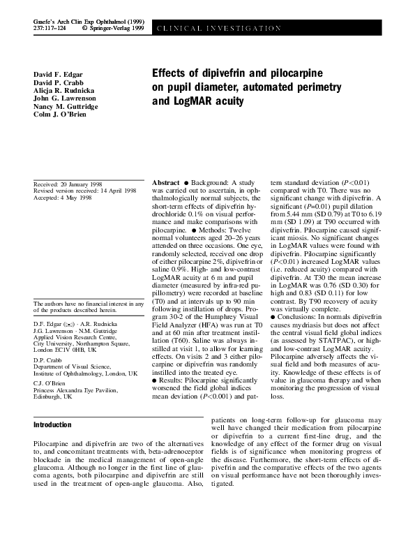 (PDF) Effects of dipivefrin and pilocarpine on pupil diameter ...