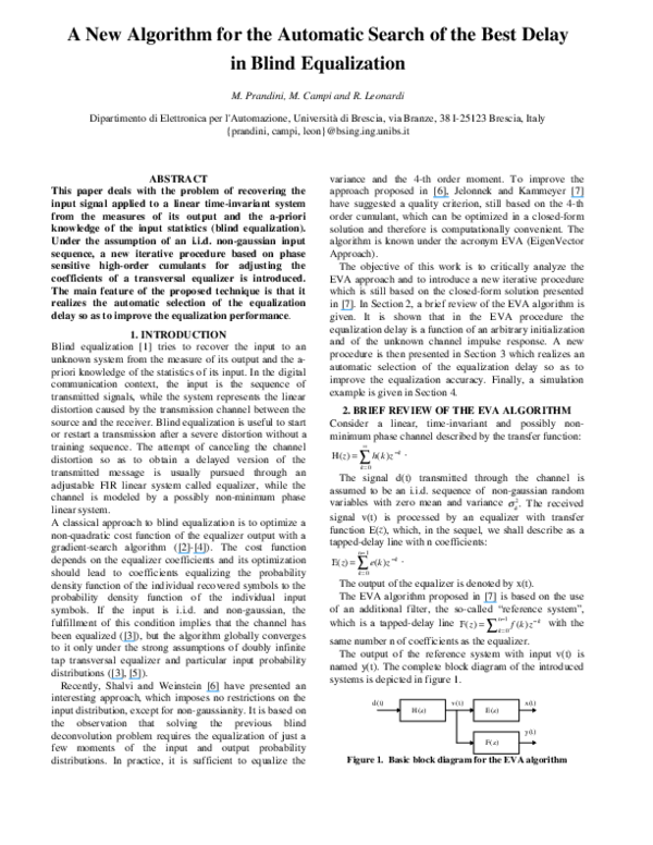 Pdf A New Algorithm For The Automatic Search Of The Best Delay In