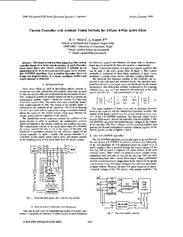(PDF) Current controller with artificial neural network for 3-phase 4-wire active filter