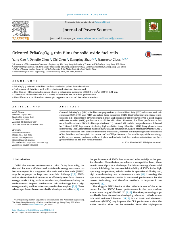 (PDF) Oriented PrBaCo2O5+δ thin films for solid oxide fuel cells