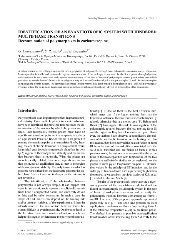 (PDF) Identification of an enantiotropic system with hindered ...