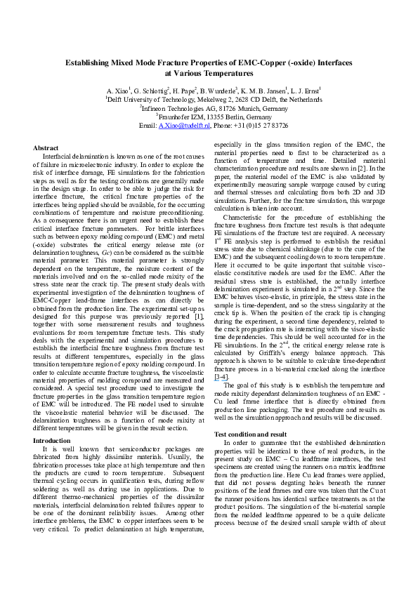 (PDF) Establishing mixed mode fracture properties of EMC-Copper (-oxide ...