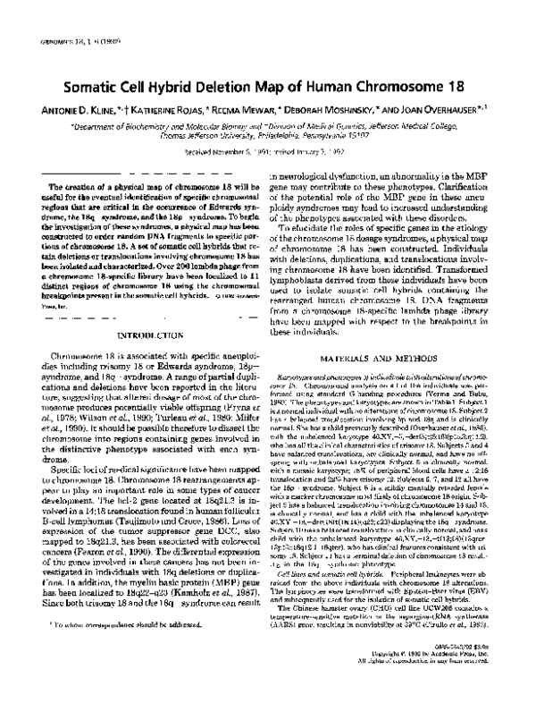 (PDF) Somatic cell hybrid deletion map of human chromosome 18
