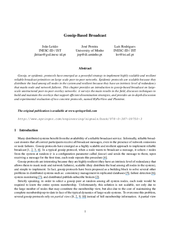 (PDF) Gossip-Based Broadcast