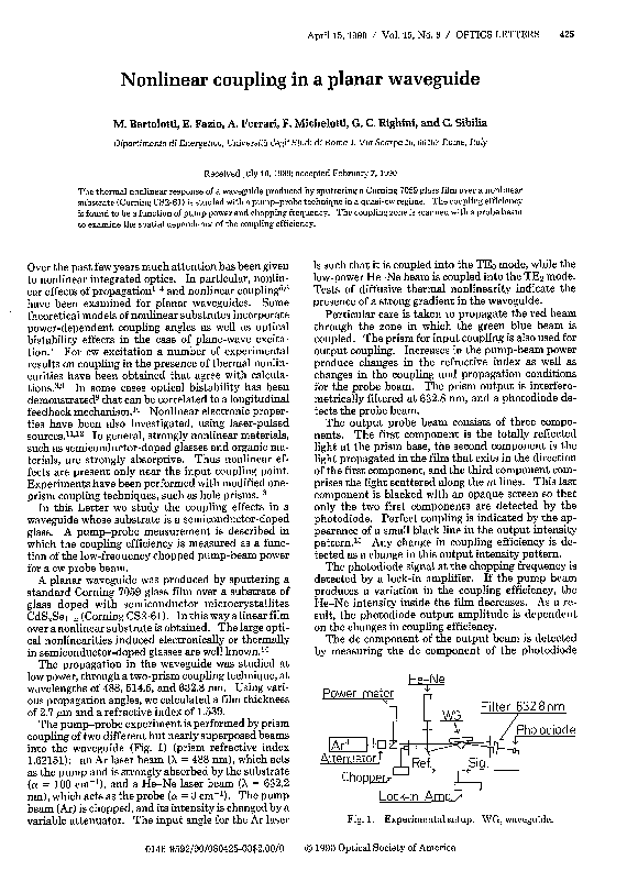 (PDF) Nonlinear coupling in a planar waveguide