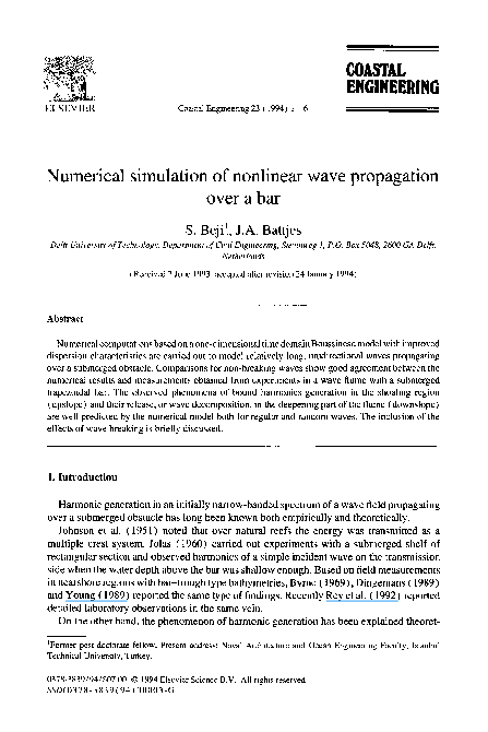 Pdf Numerical Simulation Of Nonlinear Wave Propagation Over A Bar
