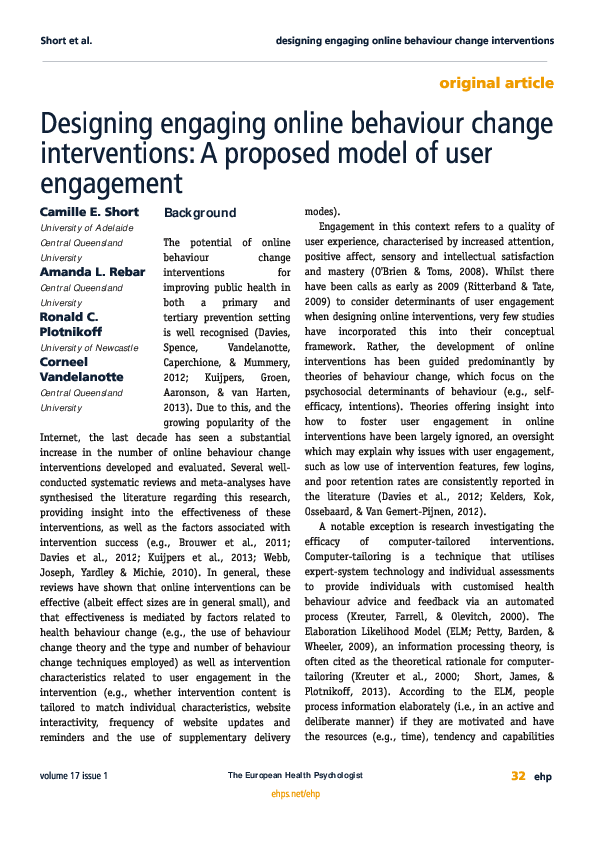 (PDF) Designing engaging online behaviour change interventions: A ...