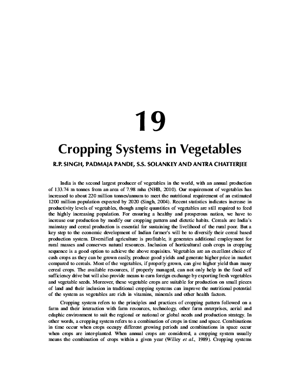 (PDF) Cropping Systems in Vegetables, Book: Olericulture-Fundamental of ...