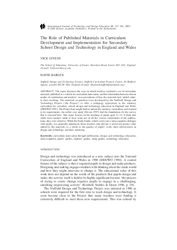 (PDF) The Role of Published Materials in Curriculum Development and ...