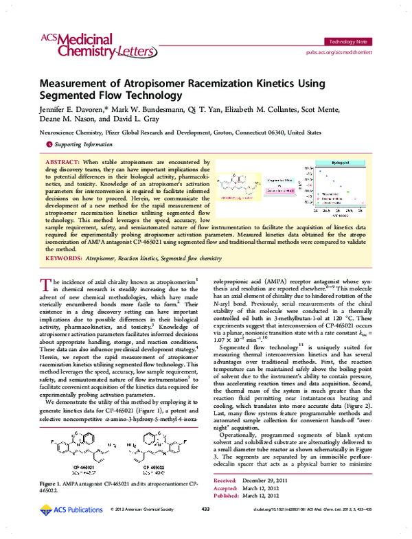 (PDF) Measurement of Atropisomer Racemization Kinetics Using Segmented ...