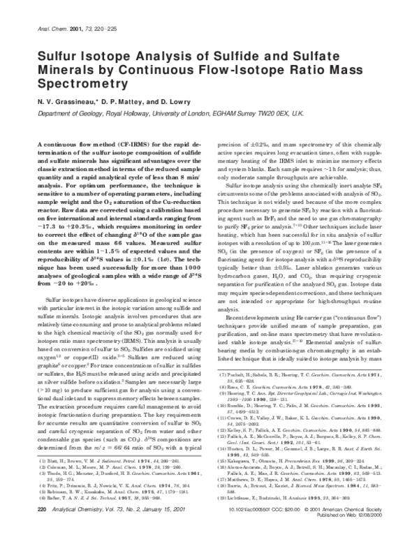 (PDF) Sulfur Isotope Analysis of Sulfide and Sulfate Minerals by ...