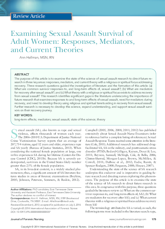 (PDF) Examining Sexual Assault Survival of Adult Women