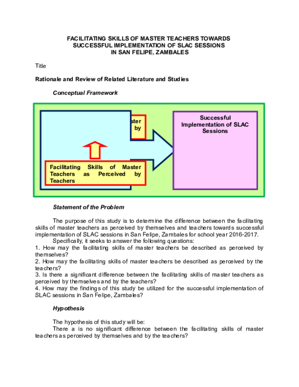 (DOC) FACILITATING SKILLS OF MASTER TEACHERS TOWARDS SUCCESSFUL ...