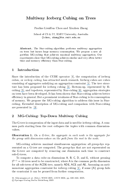 (PDF) Multiway Iceberg Cubing on Trees