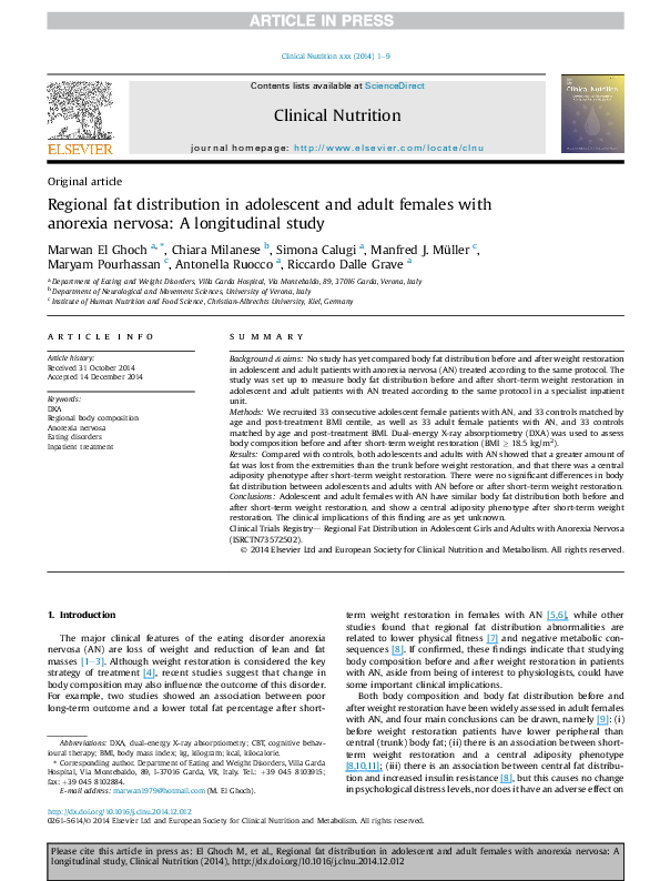 (PDF) Regional fat distribution in adolescent and adult females with ...