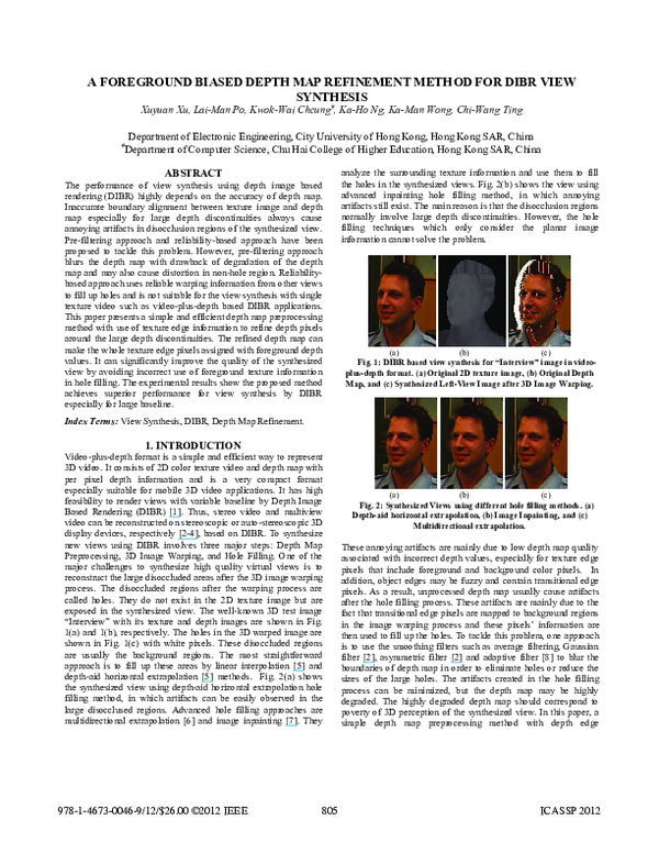 Pdf A Foreground Biased Depth Map Refinement Method For Dibr View Synthesis