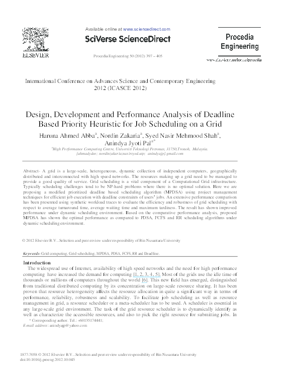 Pdf Design Development And Performance Analysis Of Deadline Based Priority Heuristic For Job 2042