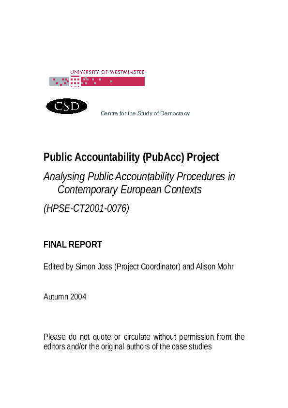 (DOC) Analysing Public Accountability Procedures in Contemporary ...