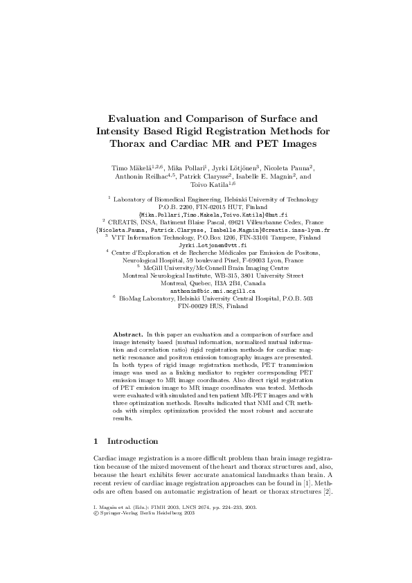 (PDF) Evaluation and Comparison of Surface and Intensity Based Rigid Registration Methods for ...