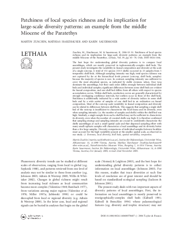 (PDF) Patchiness of local species richness and its implication for ...