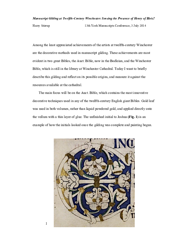 (PDF) Manuscript Gilding at Twelfth-Century Winchester: Sensing the ...