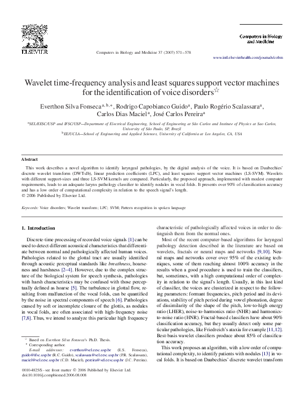 (PDF) Wavelet time-frequency analysis and least squares support vector machines for the ...