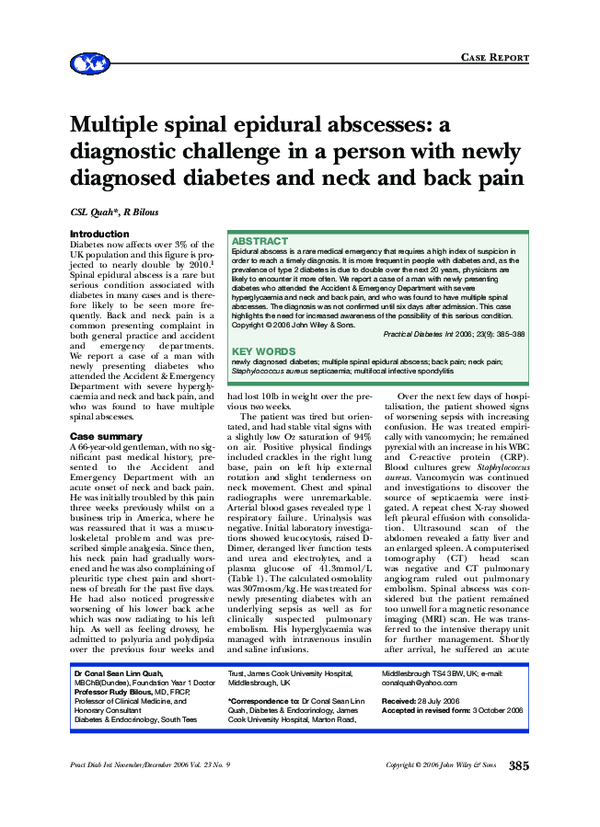 (PDF) Multiple spinal epidural abscesses: a diagnostic challenge in a ...