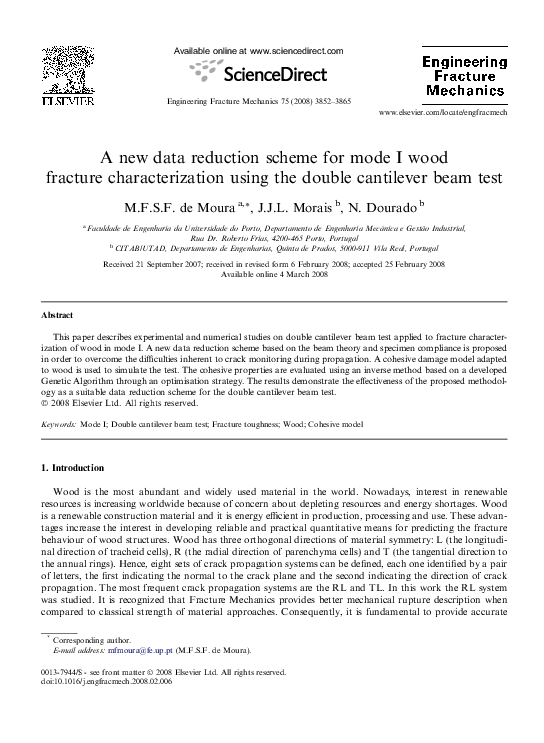 Pdf A New Data Reduction Scheme For Mode I Wood Fracture Characterization Using The Double