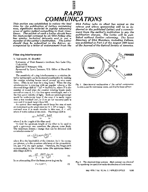 (PDF) Fiber ring interferometer