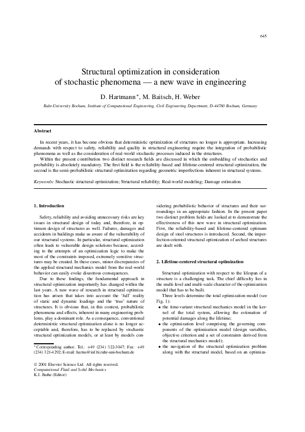 (PDF) Structural optimization in consideration of stochastic phenomena—a new wave in engineering
