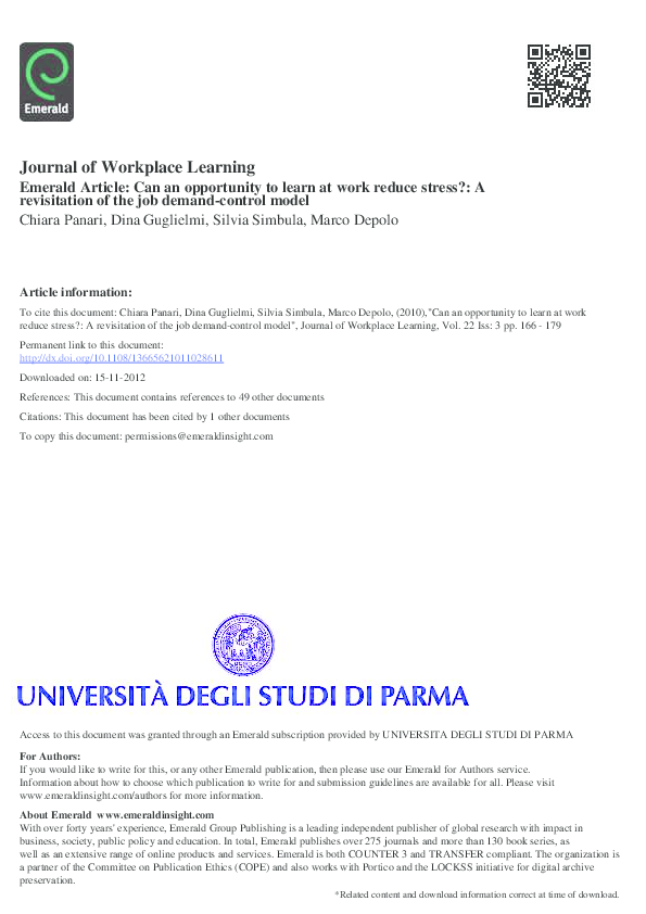 (PDF) Can an opportunity to learn at work reduce stress?: A ...
