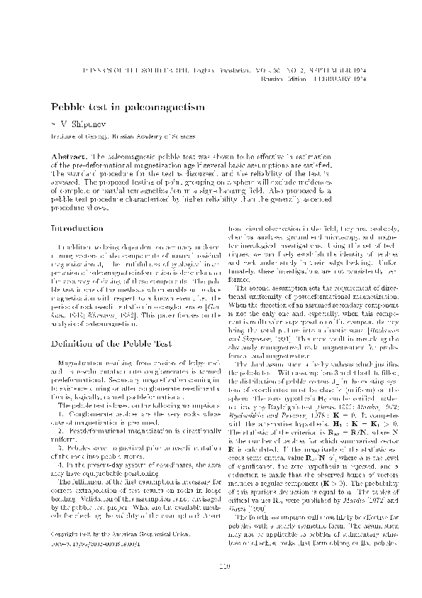 (PDF) Pebble test in paleomagnetism