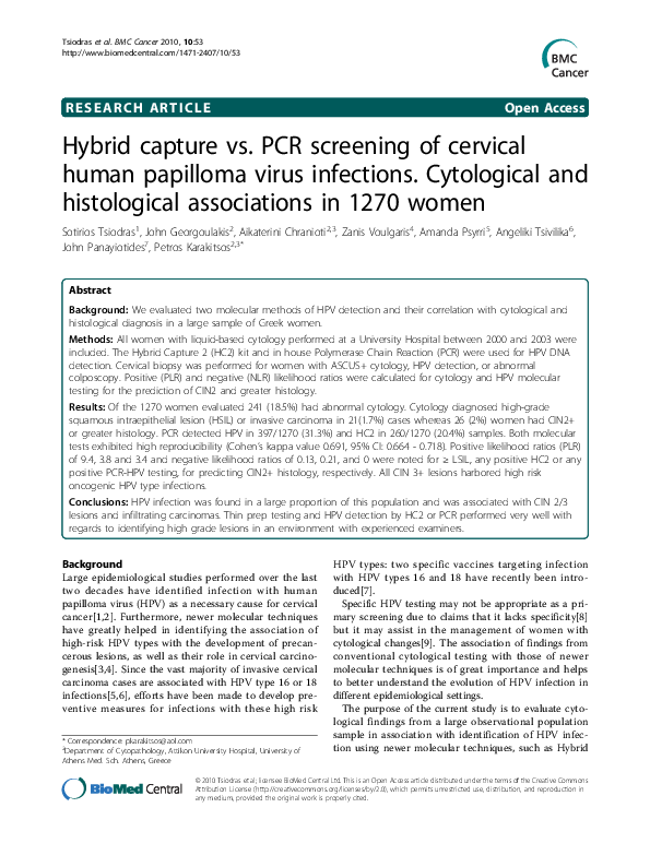 (PDF) Human papillomavirus DNA testing by PCR-ELISA and hybrid capture ...