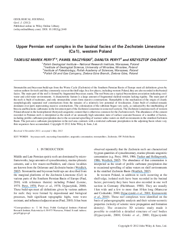 (PDF) Upper Permian reef complex in the basinal facies of the Zechstein ...
