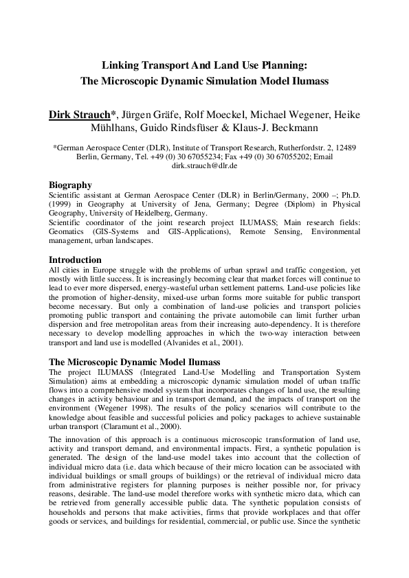 (PDF) Linking Transport and Land Use Planning. The Microscopic Dynamic ...