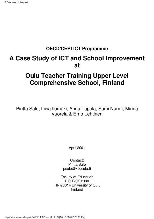 (PDF) OECD/CERI ICT Programme A Case Study of ICT and School ...