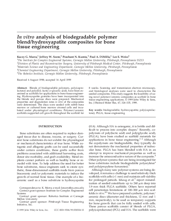 (PDF) In vitro analysis of biodegradable polymer blend/hydroxyapatite ...