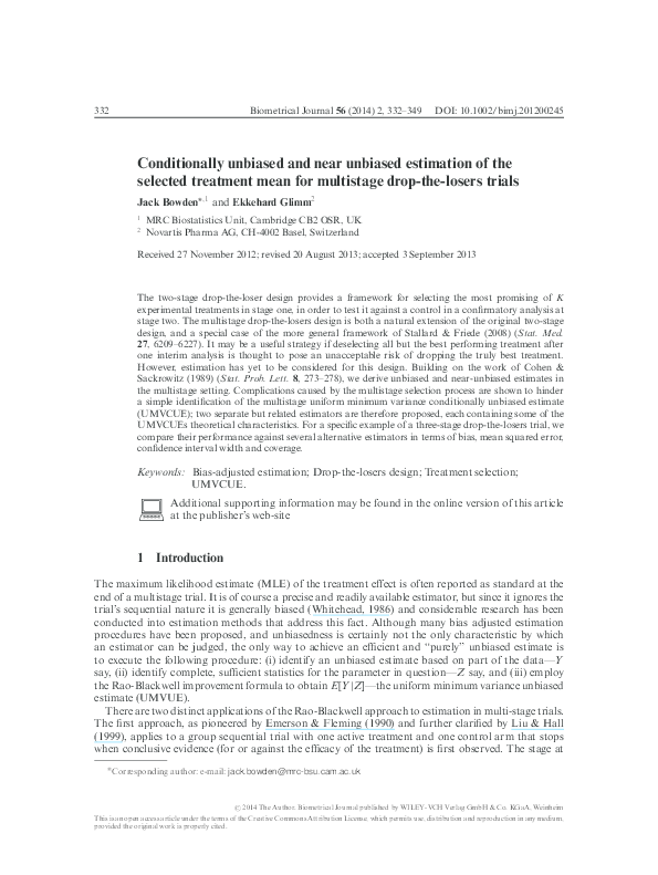 (PDF) Conditionally unbiased and near unbiased estimation of the ...