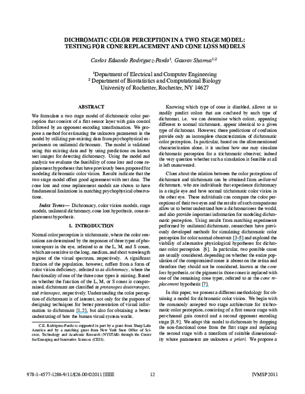 (PDF) Dichromatic color perception in a two stage model: Testing for ...
