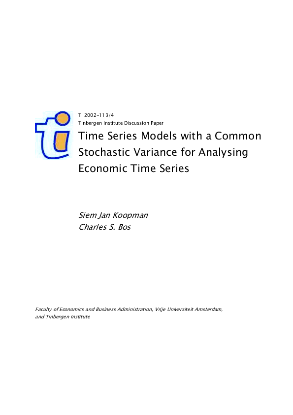 Pdf Time Series Models With A Common Stochastic Variance For