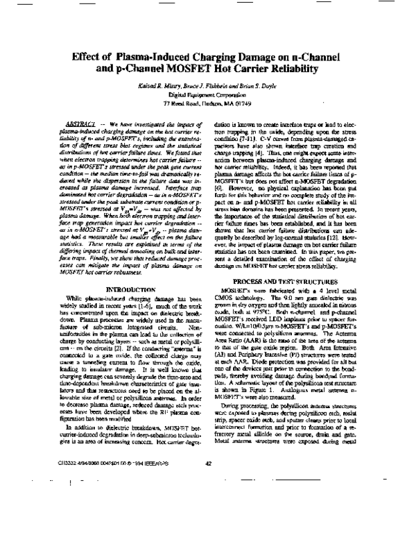 (PDF) Effect of plasma-induced charging damage on n-channel and p ...
