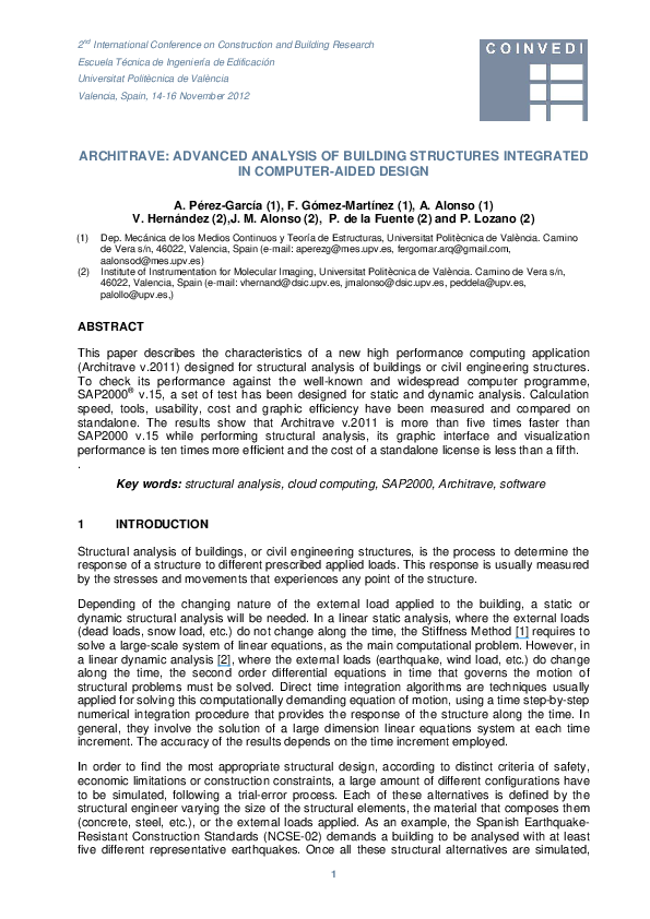 (PDF) Architrave: Advanced Analysis of Building Structures Integrated ...