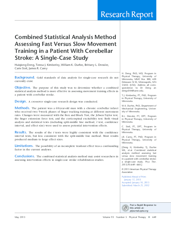 (PDF) Combined Statistical Analysis Method Assessing Fast Versus Slow ...