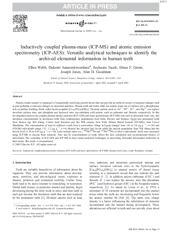 (PDF) Inductively coupled plasma-mass (ICP-MS) and atomic emission ...