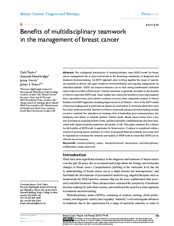 (PDF) Benefits of multidisciplinary teamwork in the management of ...