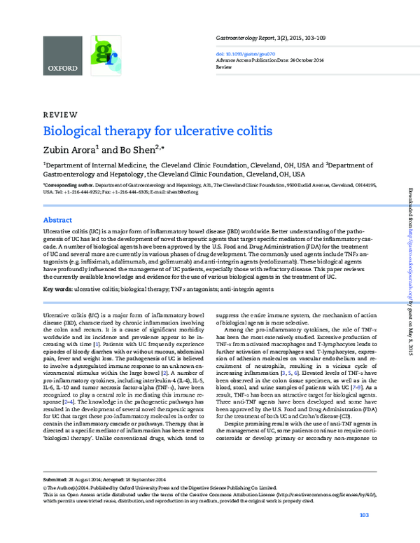 (PDF) Biological therapy for ulcerative colitis