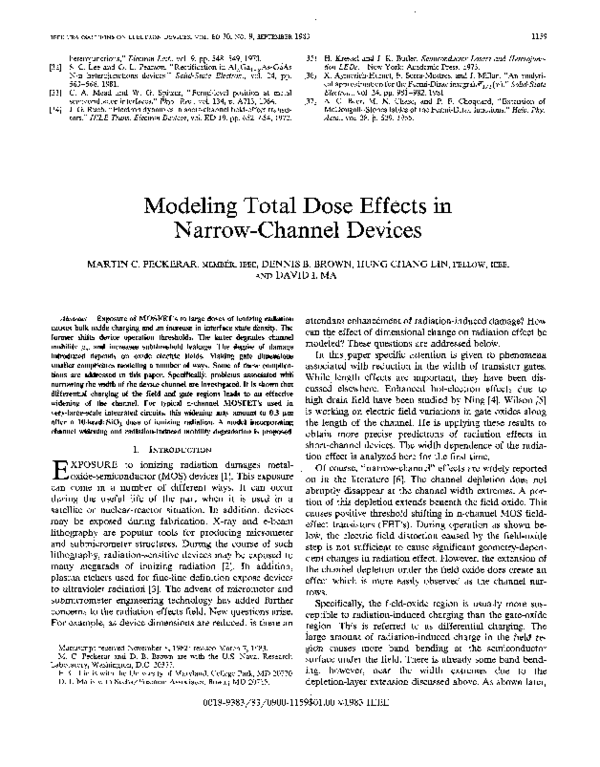 (PDF) Modeling total dose effects in narrow-channel devices