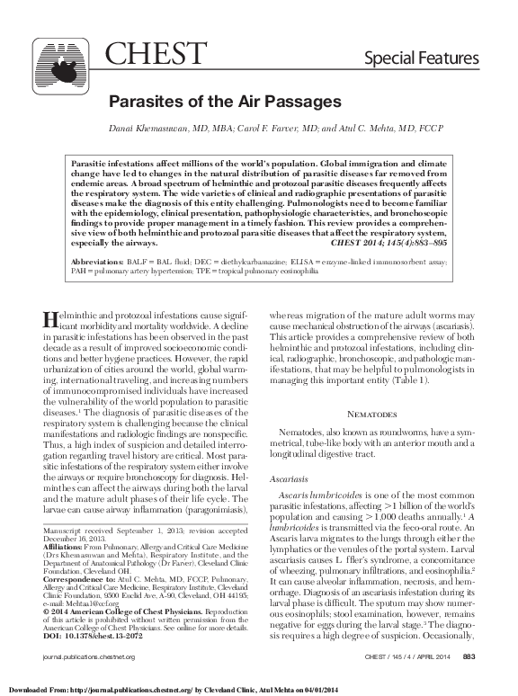 (PDF) Parasites of the Air Passages