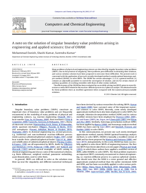 Pdf A Note On The Solution Of Singular Boundary Value Problems